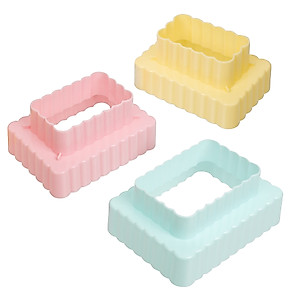 Rectangle Cookie Cutters Set | BPA Free | Suger Paste Dough Crust Shapes Fluted Cutter Pie Pastry Fondant Stamp Baking Mold Cake Decoration Tools