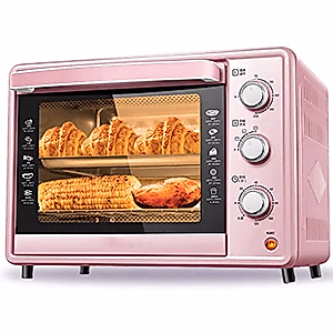 30L Elecric Oven,with Temperature Setting 70-230℃ 120 Minutes Timing 1500W 3 Baking Functions Convection Countertop Toaster Oven (Pink) (Pink) Aesthetic and Practical