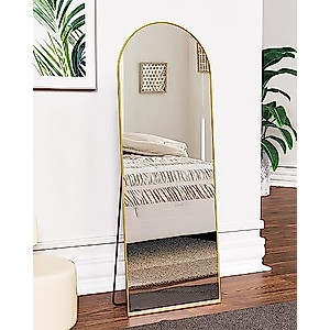 Antok Arched Full Length Mirror, 58"x18" Arched Floor Mirror, Glassless Mirror Full Length with Stand, Floor Mirror Freestanding, Wall Mounted Mirror for Bedroom Living Room, Gold