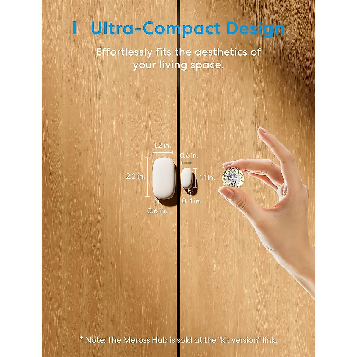 meross Smart WiFi Door & Window Sensor Kit, Support Apple HomeKit, Alexa, Google, SmartThings for Burglar Alert, 328ft Range, Home Automation, Security & Kid Safety, 2.4GHz WiFi, Meross Hub Included