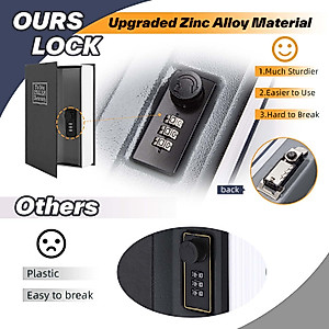 Book Safe Box Secret Lock: Ohuhu Upgraded Dictionary Diversion Money Hiding Fake Storage Key Hide Combination Concealment Disguise Hollow Books Jewelry Cash Bookshelf Lockbox Christmas Gifts