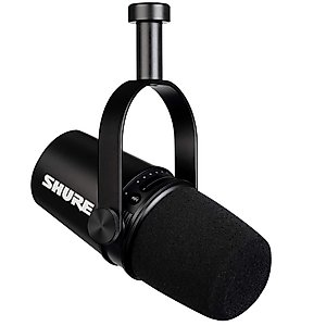 Shure MV7 USB Microphone for Podcasting, Recording, Live Streaming & Gaming, Built-in Headphone Output, All Metal USB/XLR Dynamic Mic, Voice-Isolating Technology, TeamSpeak & Zoom Certified – Black