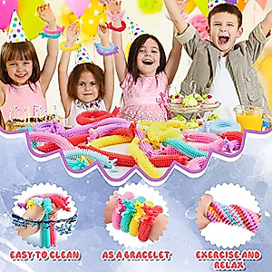 CLUEWR 24 Pack Stretchy String Fidget Toys, Unicorn Sensory Noodle Strings Textured Worm String Easter Egg Fillers for Kids Adults Stress Relief, Party Favors, Christmas Stocking Stuffers