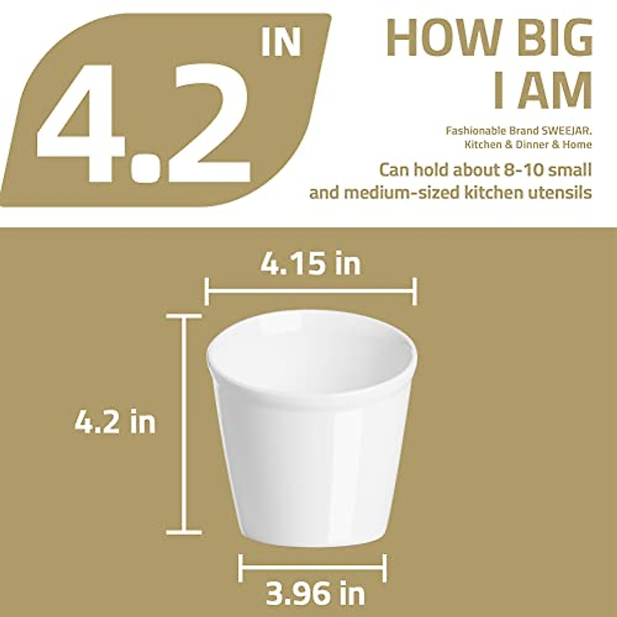 Sweejar Kitchen Utensil Holder,Ceramic Utensil Crock for Cooking Countertop, Housewarming,wedding,Gift(Gray)