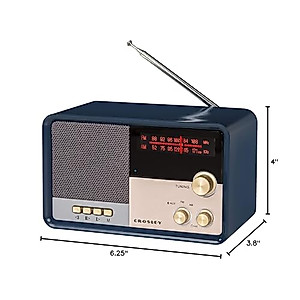 Crosley CR3036D-NV Tribute Vintage AM/FM Bluetooth Radio, Navy