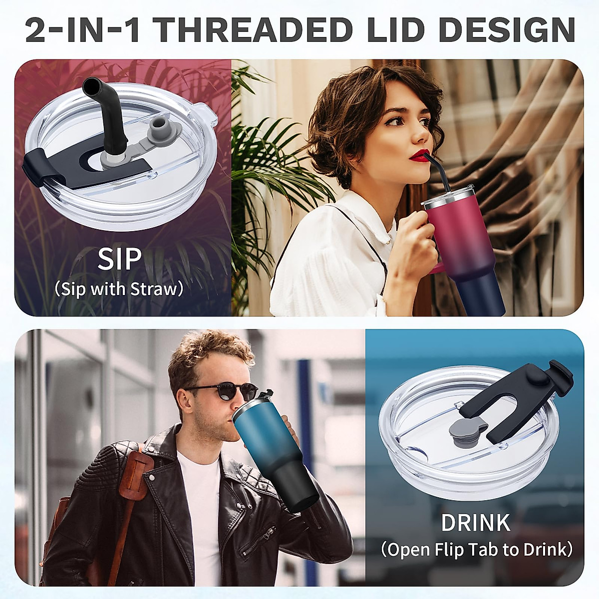 BENZZO Insulated Tumblers 40 oz Spill Proof Tumbler with Straw, Stainless Steel Metal Thermal Coffee Travel Mug Keep Cold-34h & Hot-10h, Double Wall Flasks Cup for Travel Camping, Dishwasher Safe