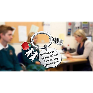 BAUNA School Counselor Keychain Counselor Gifts Behind Every Great School Is A Caring Counselor Gift for Principal Consultant (School Counselor Keychain)