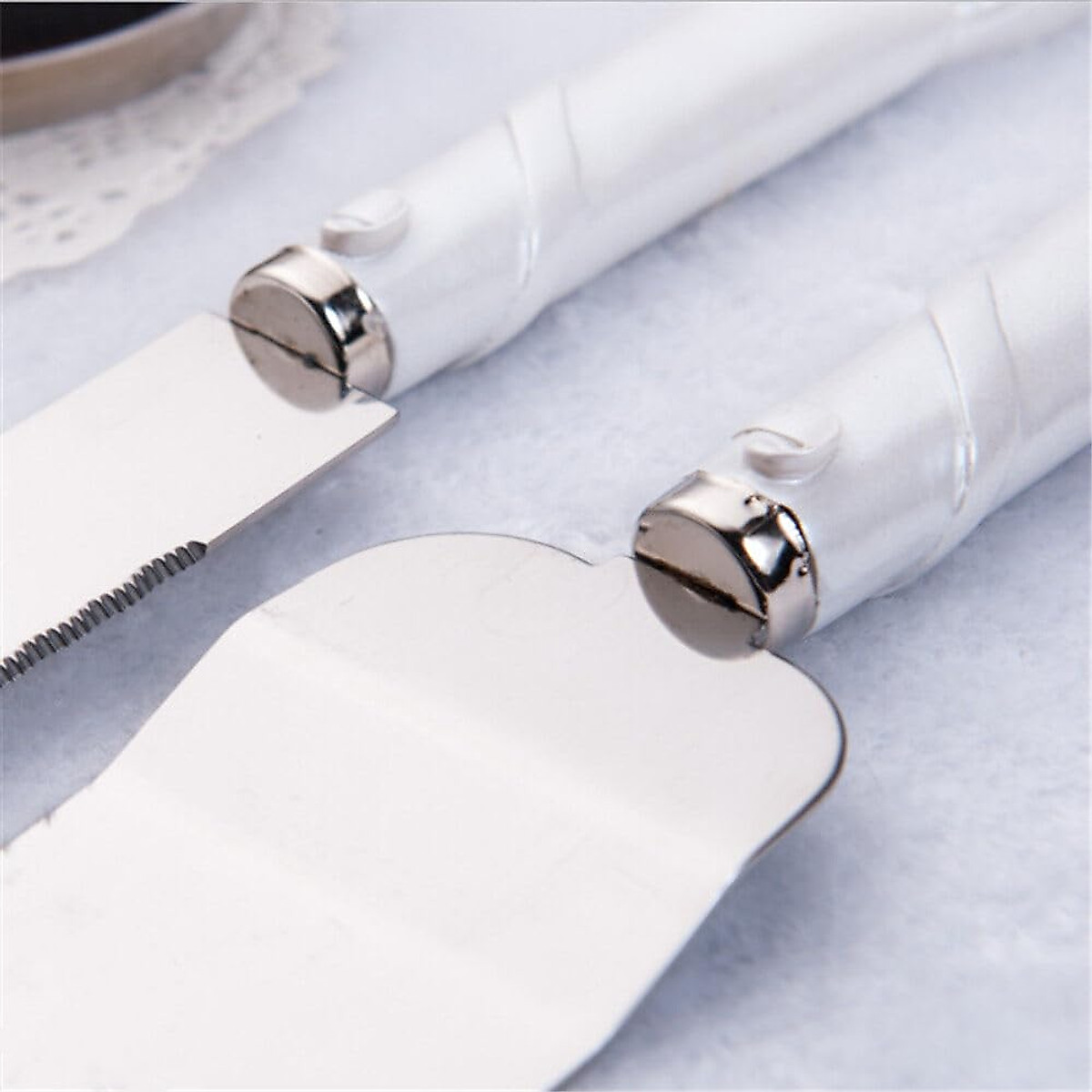 Weierken 2Pcs Cake Cutting Set for Wedding, Cake Pie Pastry Servers, Elegant Stainless Steel Silverware Cake Knife for Valentine's Day, Birthdays, Christmas, New Year Party