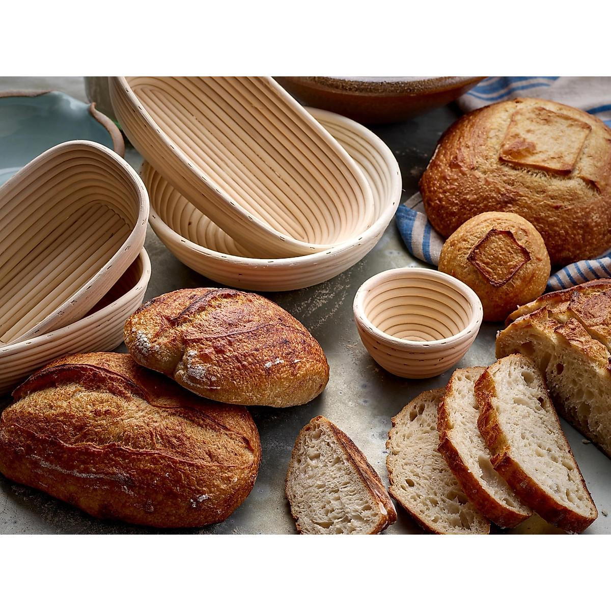 2 Pcs Masterproofing Oval Banneton Proofing Basket(500g Dough)