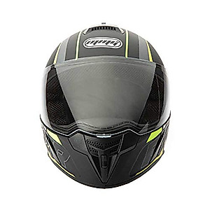 Motorcycle Full Face Helmet DOT Street Legal +2 Visors Comes with Clear Shield and Free Smoked Shield (MGAH21) (Matte Black Yellow, Large)