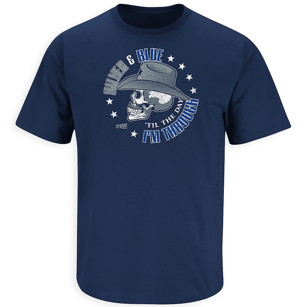 Dallas Football Fans. Silver and Blue 'Til The Day I'm Through Navy T-Shirt (Sm-5X) (Short Sleeve, Medium)