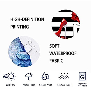 Dia Magico 4PCS Red High Heels Shower Curtain Set, Black White Striped Hello Gorgeous Perfume Lipstick Cosmetic Makeup Rose Flower Romantic Women Bathroom Decor Fabric Shower Curtain Non-slip Bath Mat