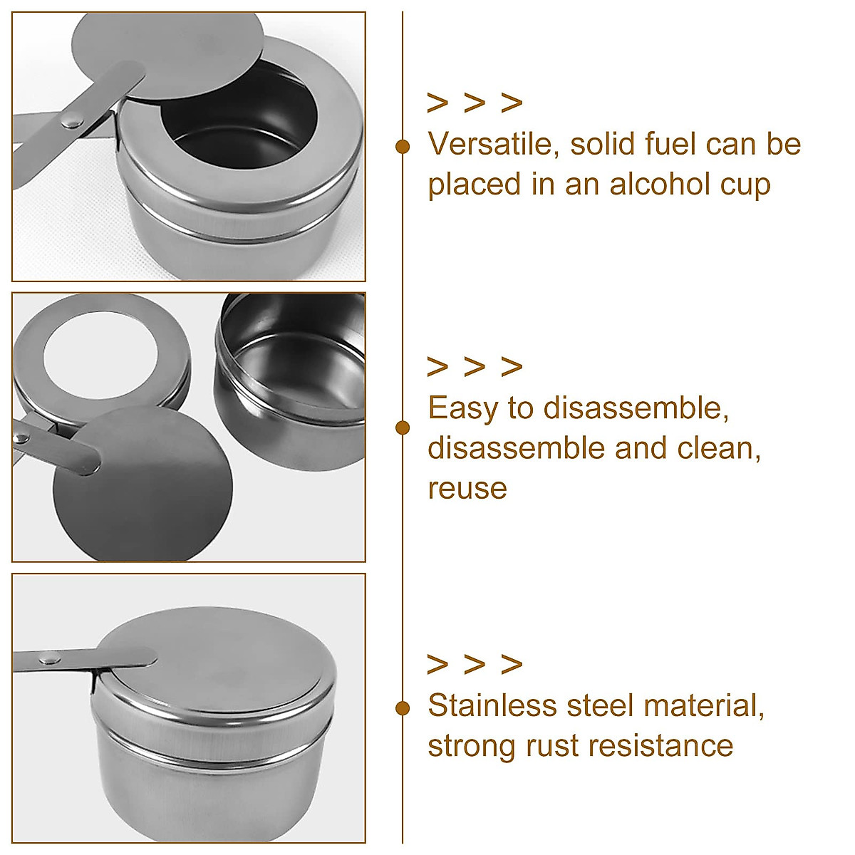 Stainless Steel Chafing Fuel Holder: 4pcs Fuel Holder with Cover, Chafer Wick Fuel and Canned Heat Holders, Chafing Dish Buffet Set for Chafing Dish, and Buffet, Barbecue, Party Supplies