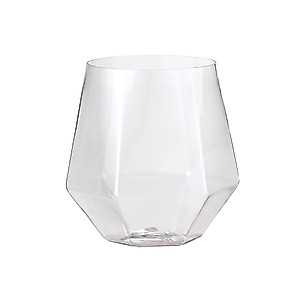 32 Pcs 12 oz Stemless Disposable Wine Cups Plastic Unbreakable Gold Wine Glasses Shatterproof Reusable Whiskey Cocktail Glass For Party