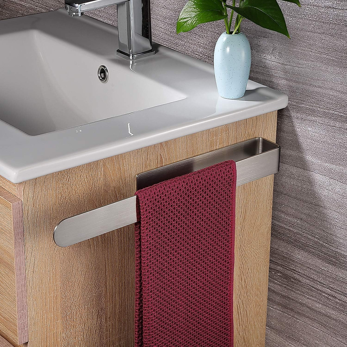 Hand Towel Holder Towel Bar 14 Inch Adhesive Towel Ring Stainless Steel Single Towel Rack for Bathroom Kitchen