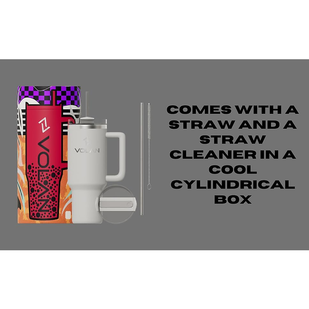 2nd Generation 40 oz Tumbler with Handle and Straw Insulated Tumblers Cups with Lids Straws Double Wall Vacuum Thermos cup 304 Stainless Steel Travel Mug Gifts for Men Women Him Her (Fog)