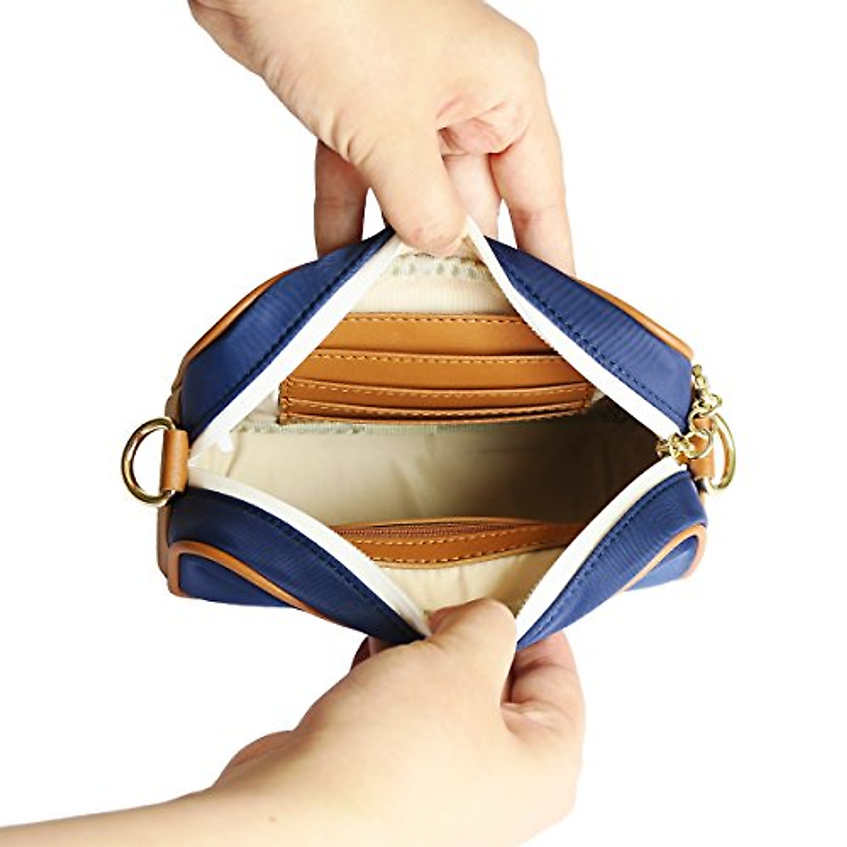 Anti-Theft Waterproof Mini Cross-Body Bag with Adjustable Faux Leather Strap (Navy)