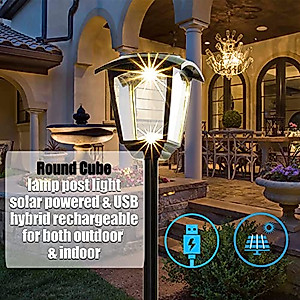 Solar Lamp Post Lights Outdoor Waterproof 68" Super Bright 100 Lumen Solar Pole Lights Outdoor for Garden Lawn Patio Porch Backyard Pathway Driveway USB Rechargeable Warm White & White Lights
