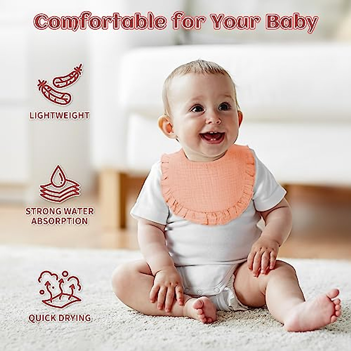 Omisy 8 Pack Baby Bibs, Drooling Toddler Cotton Snap Bibs for 2-36 Months Baby Girls and Boys, Absorbent Teething Bibs, Gifts for New Mom Dad