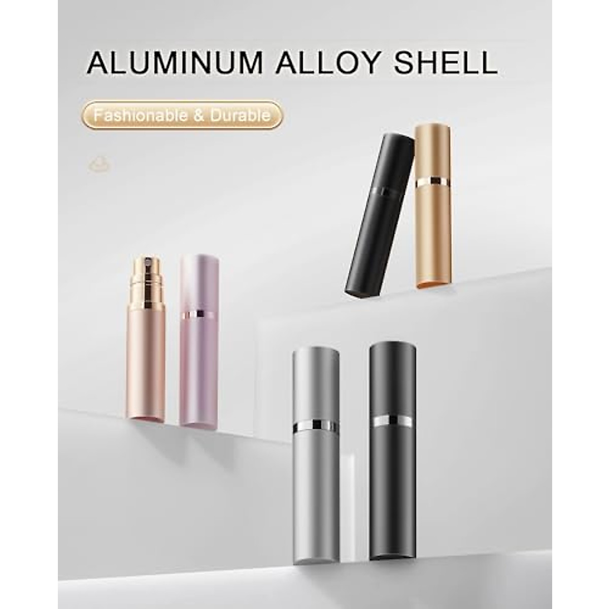 BRARIOS Refillable Portable Mini Perfume Atomizer for Travel, 5ml Luxury Empty Leakproof Pump Perfume Spray bottle Atomizer for Man and Woman (Y-Champaign Gold)