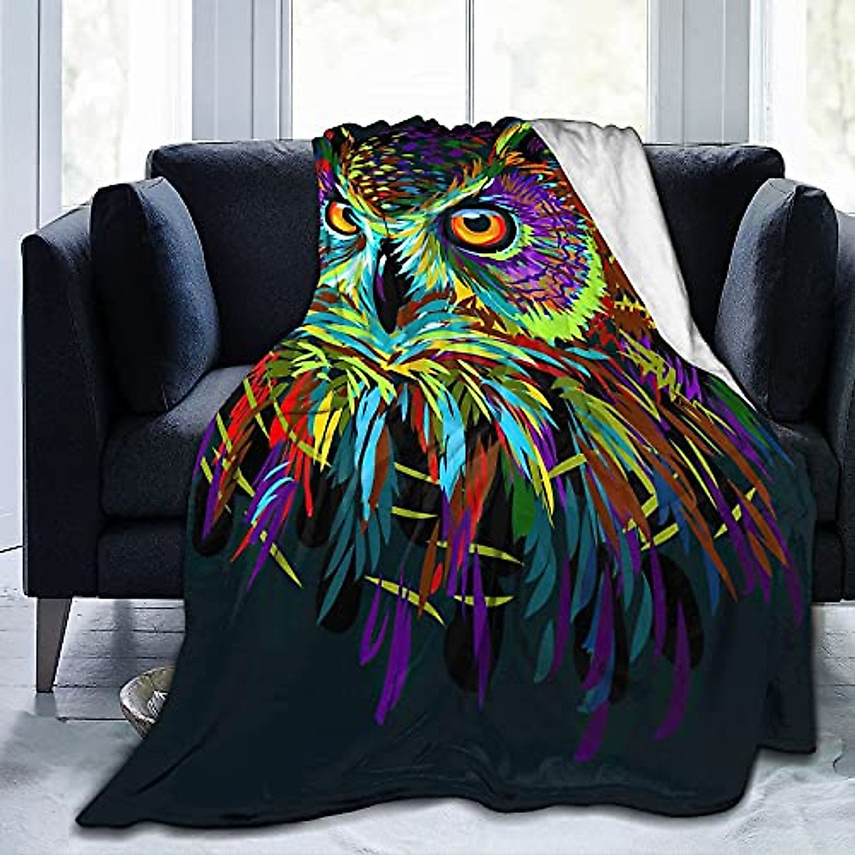 WOWUSUO Owl Blanket Bird Throw Bed Blankets Cozy Lightweight Soft Bedding for Sofa Bed Office Travel 60x50 inches, Multicolor