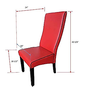 Kings Brand Furniture Upholstered Parson Chair (Set of 2), Red