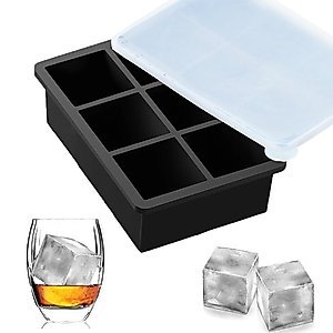 CHANCALCAL Ice Cube Trays, Silicone Sphere Whiskey Ice Maker with Lids, Large Square Ice Cube Molds, Suitable for Cocktails & Bourbon, Reusable & BPA Free