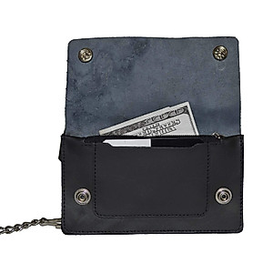 Leatherboss Genuine Leather Men Trifold Eagle Biker Chain Wallet Credit Card Holder for Motorcycle Bikers Truckers