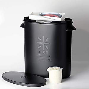 PEARL METAL BLKP AZ-5042 Rice Bottle, All Black, For 11.0 lbs (5 kg)