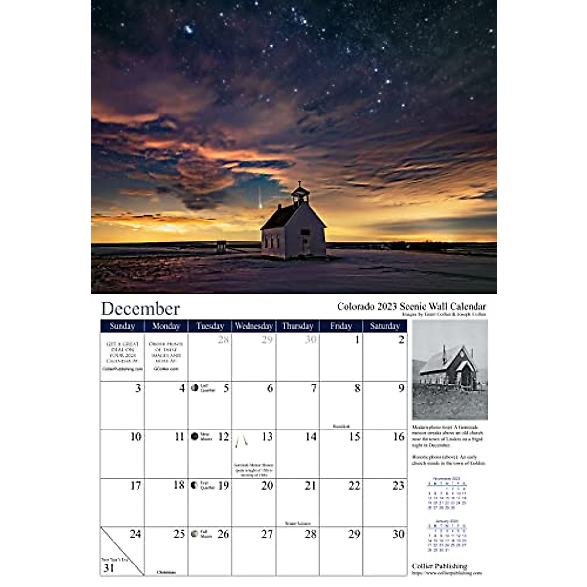 Colorado 2023 Scenic Wall Calendar by Grant Collier (13.5" x 9.75")