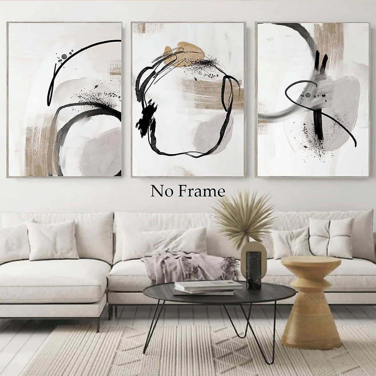 Black Beige Grey Wall Art Abstract Geometric Artwork Minimalist Boho Pictures Black ink Lines Canvas Wall Art Neutral Abstract Painting Beige Boho Posters Modern Abstract Prints 16x24inch No Frame
