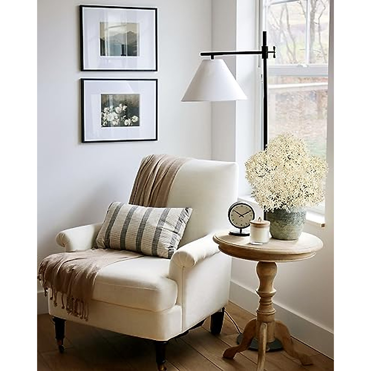 3 Bundles Artificial Fall Flowers Crown Flowers 28” Long Stem Fake Fall Flowers Faux Autumn White Flowers for Home Floral Arrangement Wedding Thanksgiving Party Table Centerpieces Decorations