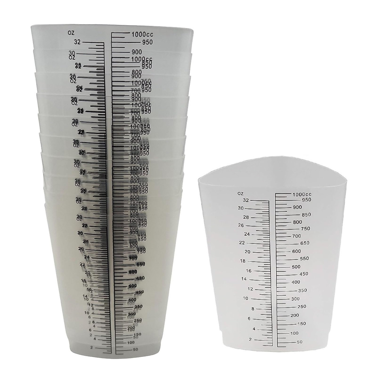 32 oz Graduated Plastic Triangular Container Three-Sided Beaker for Measuring and Mixing (Pack of 20)