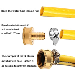Sanpaint Brass Garden Hose Connector Repair Mender Kit with Stainless Clamp,Fits 3/4 Inch Water Hose Fitting,2-Set