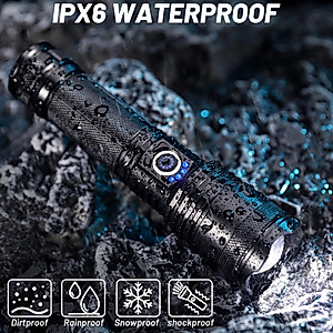 UOATEPC Rechargeable Flash Light Flashlights High Lumens, 990000 Lumens Super Bright LED Tactical Flashlight, 5 Modes IPX6 Waterproof, Powerful Handheld Flashlights for Camping Emergency Outdoor