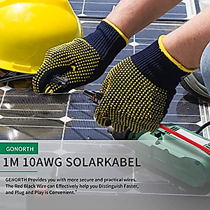 Solar Cable Extension, SIYAN 3FT Solar Panel Extension Cable 10AWG with Female and Male Connector Weatherproof Solar Panel Wire Adapter for Home, Shop and RV Solar Panels