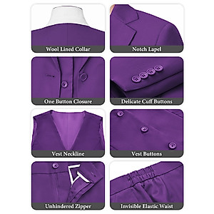 Kelyaa Women's 3 Piece Suit Lady Business Casual Office One Button Notched Lapel Slim Fit Blazer Jacket Vest Pants Set