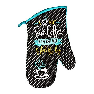 Coffee Lovers Gift Set Bundle. Cute Coffee Themed Oven Mitt, Pot Holder, Spoon Rest,