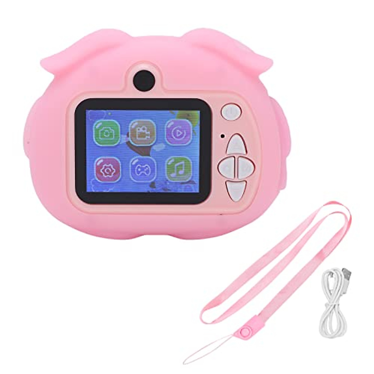 Mini Kids Camera, Specially Made Kids Camera Music Playback USB Interface 27 Head Stickers Built in 400mAh Battery for Picnic for Girls(Pink)