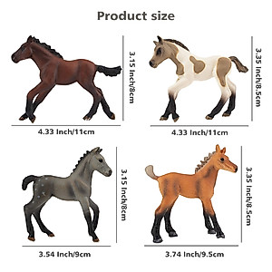 Toymany 8PCS 3-4" Horse Figurines Toy Set, Realistic Detailed Plastic Pony Figures Foal Animals Toy Playset, Cake Toppers Easter Eggs Christmas Birthday Gift Educational Toy for Kids Toddlers