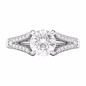 Sterling Silver Split Shank Trellis Simulated 1.0 CT Diamond Engagement Ring Promise Bridal Ring For Women (7.5)