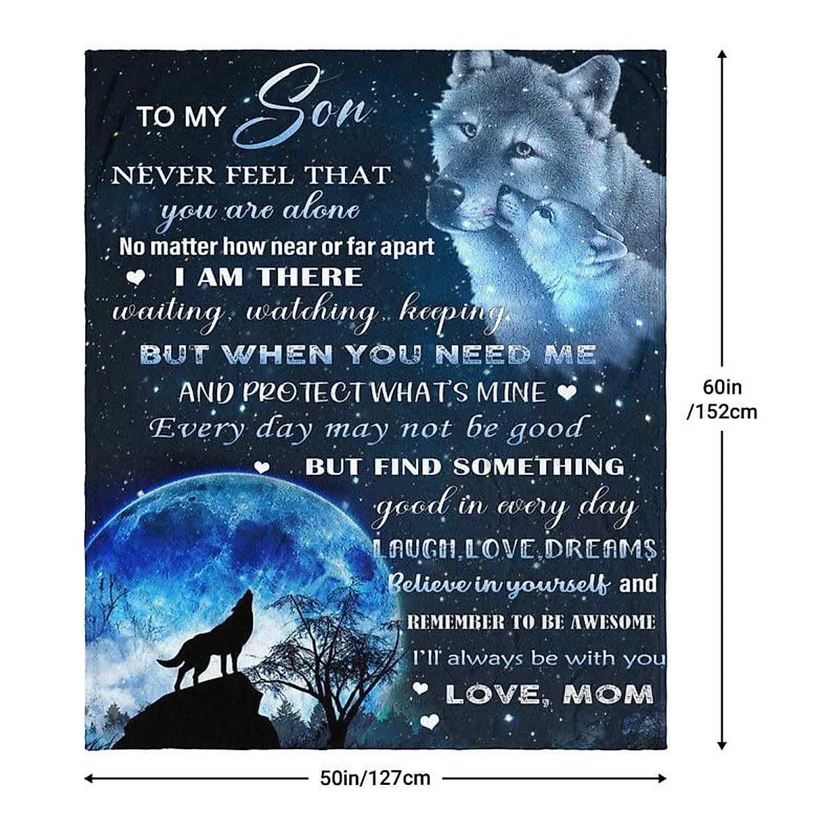 Nahjiiem Son Blanket Son Gifts to My Son Blanket Son Gifts from Mom Valentine's Day Birthday Gifts for Son 50" × 60"