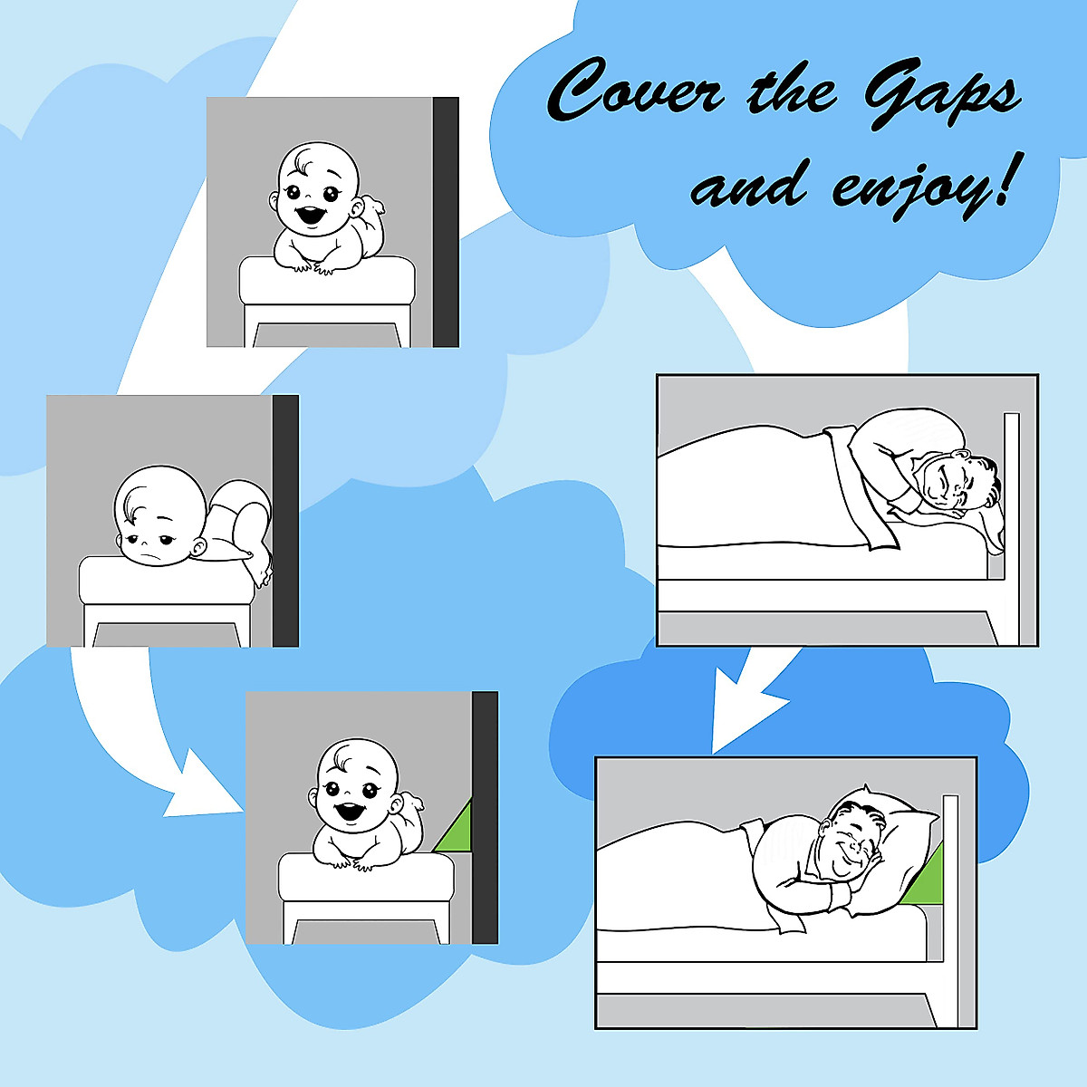 Insieme King Size Headboard Gap Filler (White). Long Bed Wedge Pillow for Covering Cracks Between Bed & Headboard or Wall with Pillow Support (76x8x6 inch)