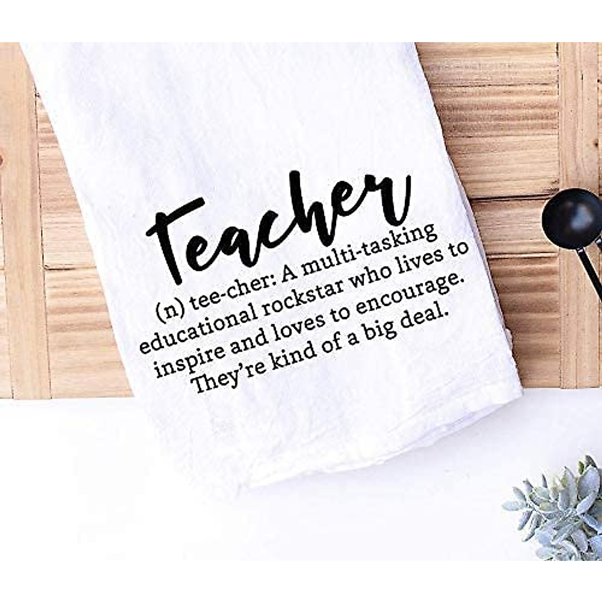 Handmade Teacher Kitchen Towel - Definition of a Teacher - 100% Cotton Hand Towel for Teacher Appreciation - 28x28 Inch Perfect Teacher Gifts from Student-Housewarming-Christmas Gift (Teacher)