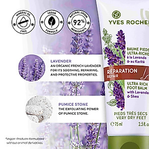 Yves Rocher Ultra Rich Foot Balm | Relieve Dry, Cracked Feet with Shea and Lavender | 2.5 fl oz