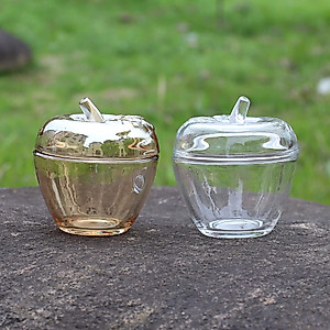 Mozacona GLass Relief Apple Sugar Bowl Candy Dish Food Storage Container with Lid