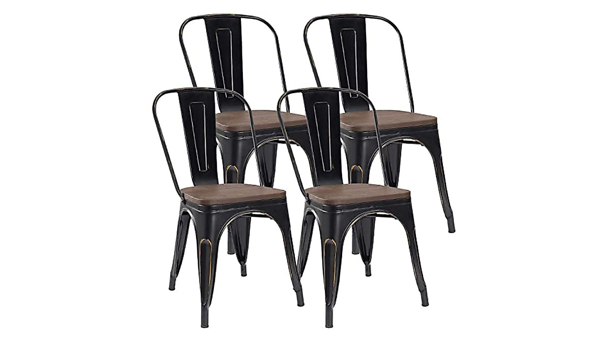 Shahoo Metal Dining Chairs - Stylish & Stackable Set of 4