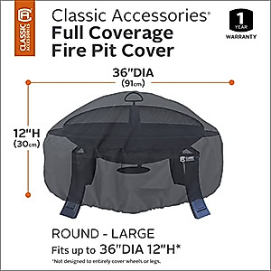 Classic Accessories Water-Resistant 36 Inch Round Fire Pit Cover, Patio Furniture Covers