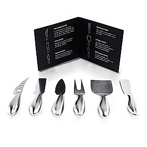 ICOSA Living Lunar 6-Piece Cheese Knife Set - Premium Stainless Steel Cheese Knives Collection - Charcuterie Board Accessories Gift Ready w/ 15 Festive Recipes