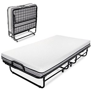 Milliard Deluxe Diplomat Folding Bed – Twin Size - with Luxurious Memory Foam Mattress and a Super Strong Sturdy Frame – 75” x 38